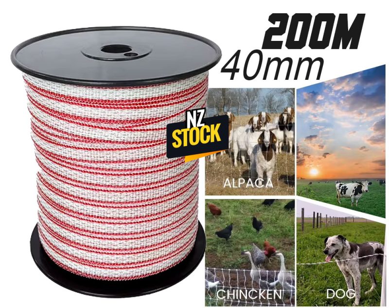 Fence Poly Tape 200M Spool 40mm - Yolo Goods